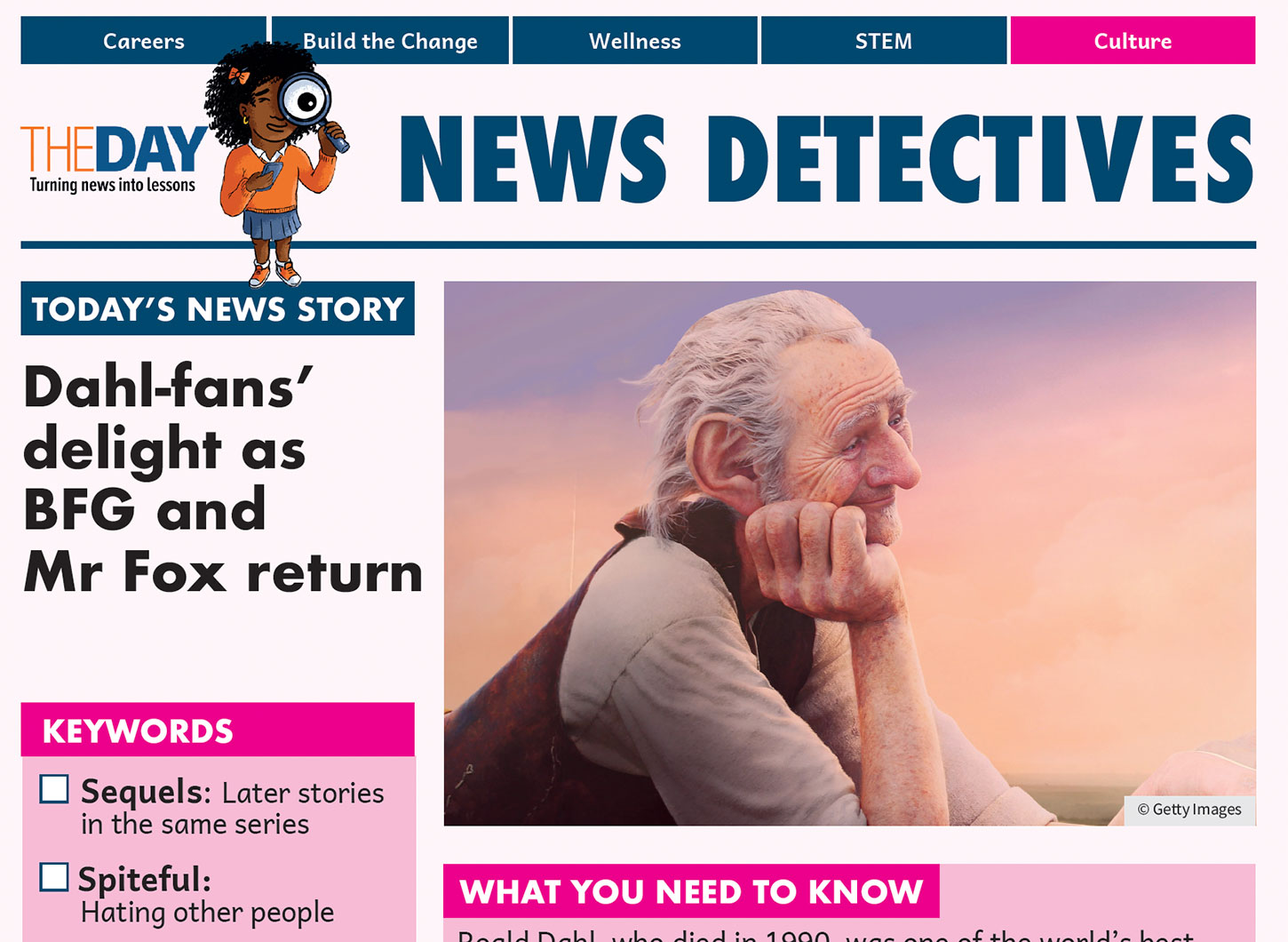 Dahl fans' delight as BFG and Mr Fox return (Reading Level 3) - The Day